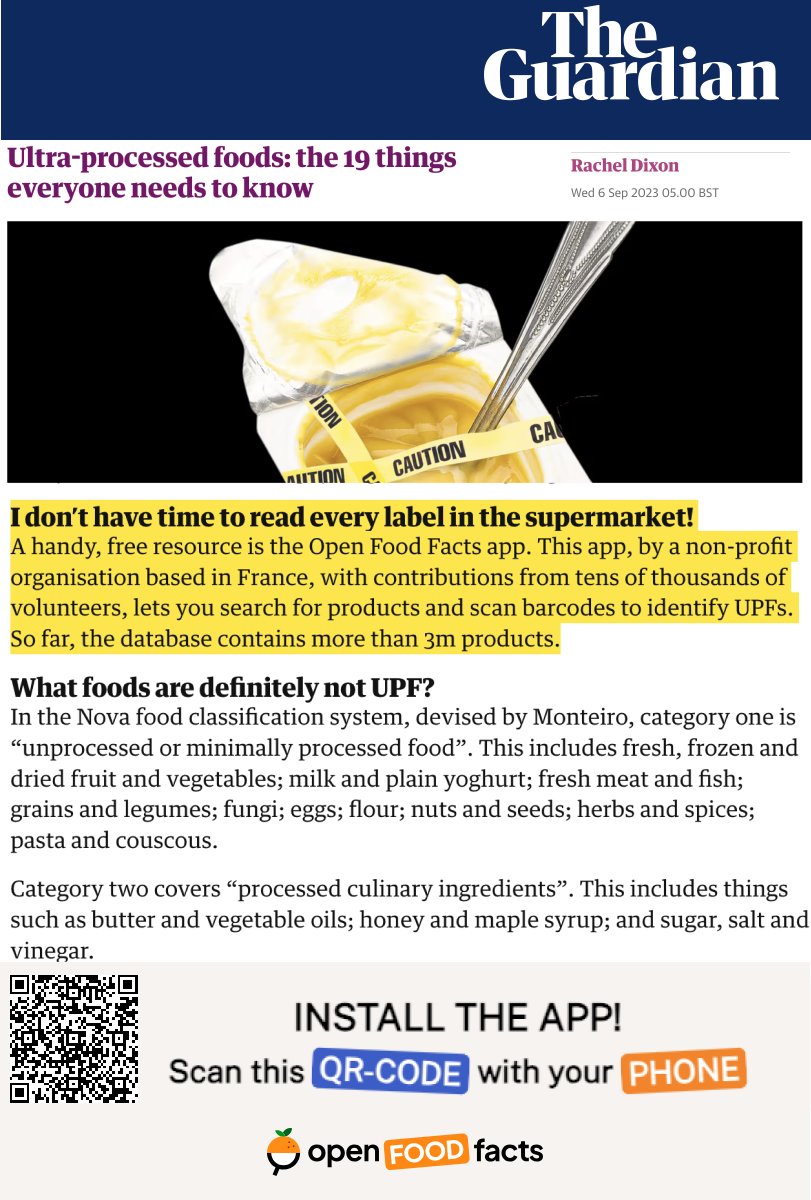 Open Food Facts mentioned in The Guardian – Open Food Facts blog